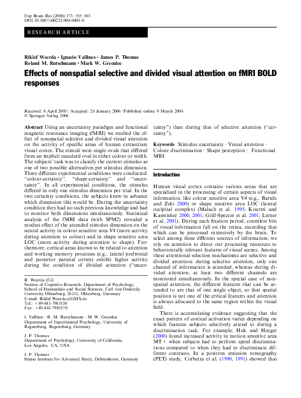 (PDF) Effects of nonspatial selective and divided visual attention on ...