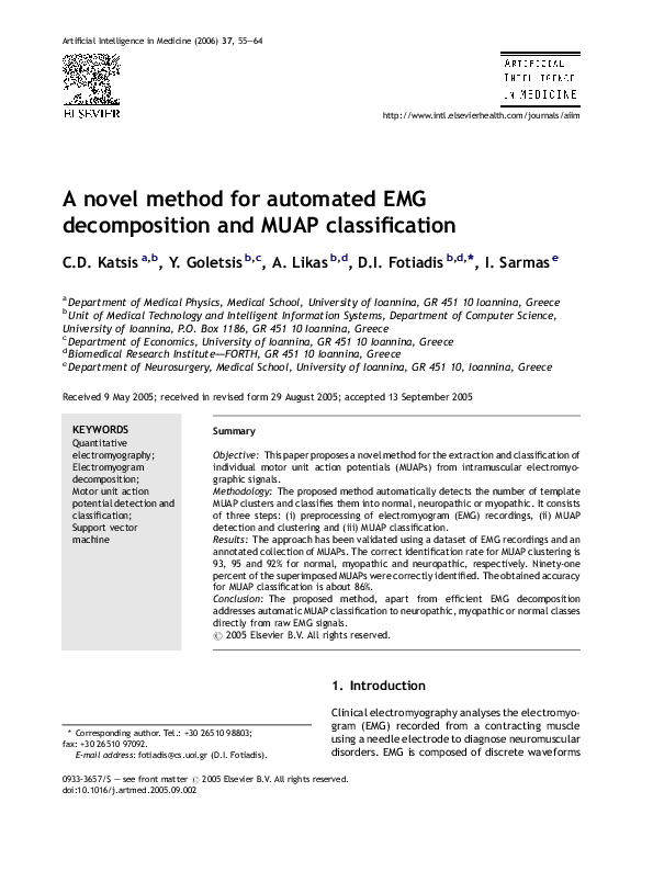 Pdf A Novel Method For Automated Emg Decomposition And Muap Classification