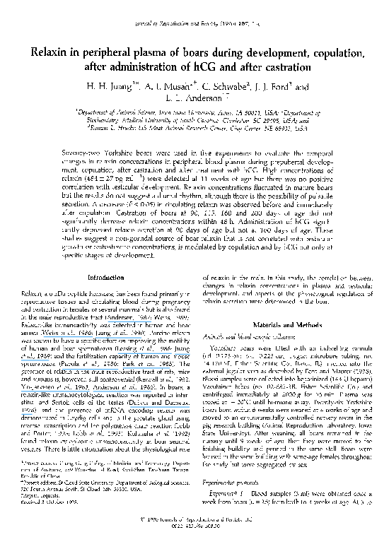 (PDF) Pattern and Source of Secretion of Relaxin in the Reproductive ...