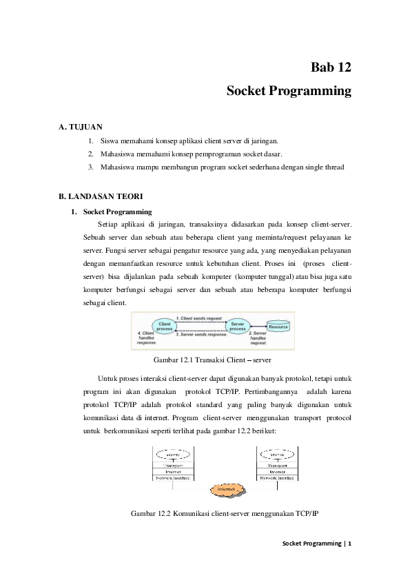 (PDF) [Modul Konsep Jaringan] Bab 12 Socket Programming