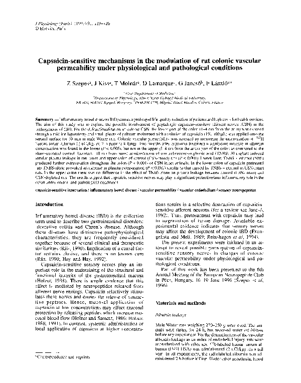 (PDF) Capsaicin-sensitive mechanisms in the modulation of rat colonic ...