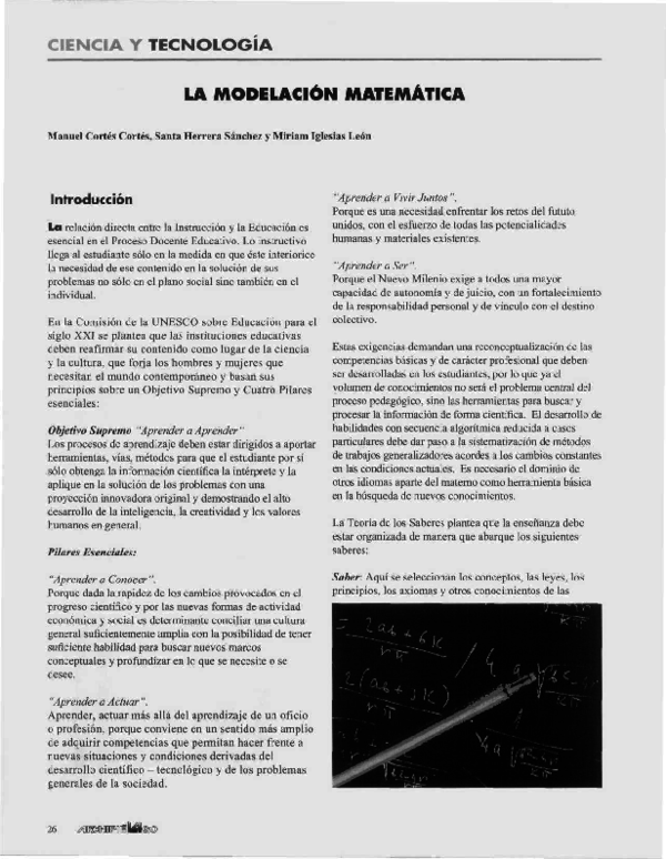 (PDF) CIENCIA Y TECNOLOGÍA LA MODELACIÓN MATEMÁTICA