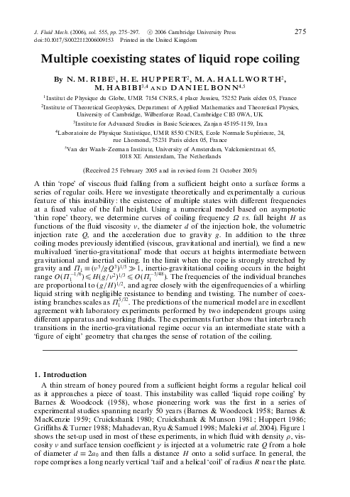 (PDF) Multiple coexisting states of liquid rope coiling