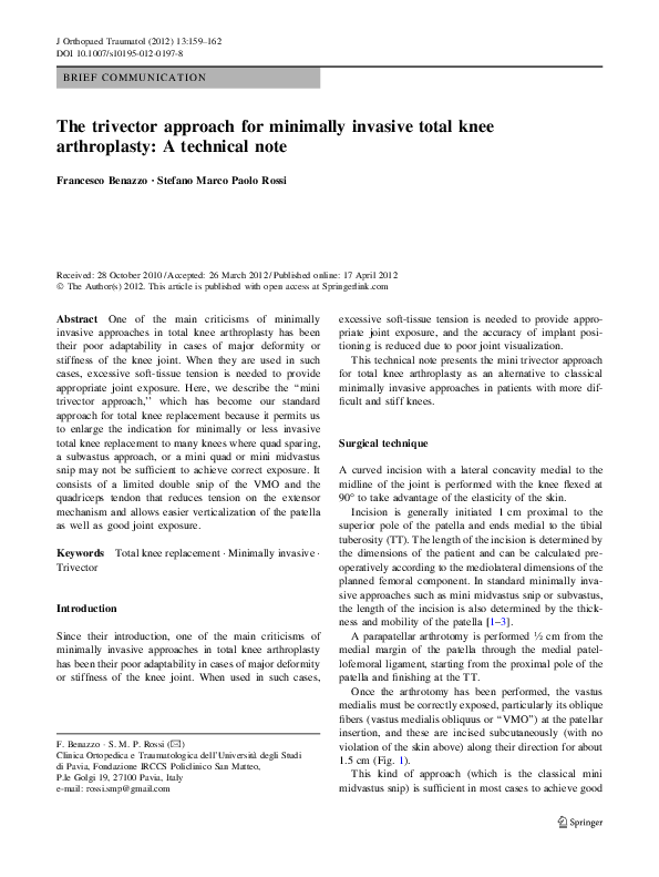 (PDF) The trivector approach for minimally invasive total knee ...