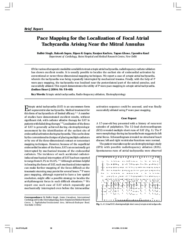 (PDF) Pace mapping for the localization of focal atrial tachycardia ...