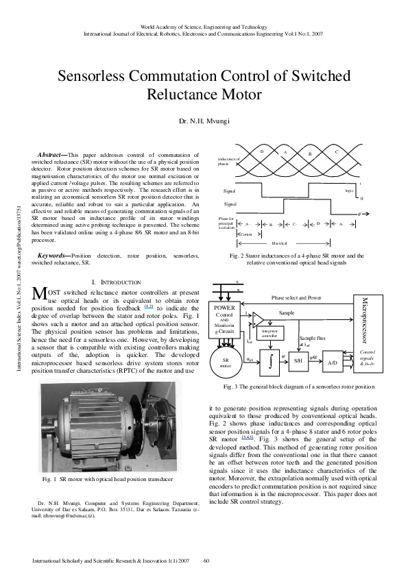 Pdf Sensorless Commutation Control Of Switched Reluctance Motor