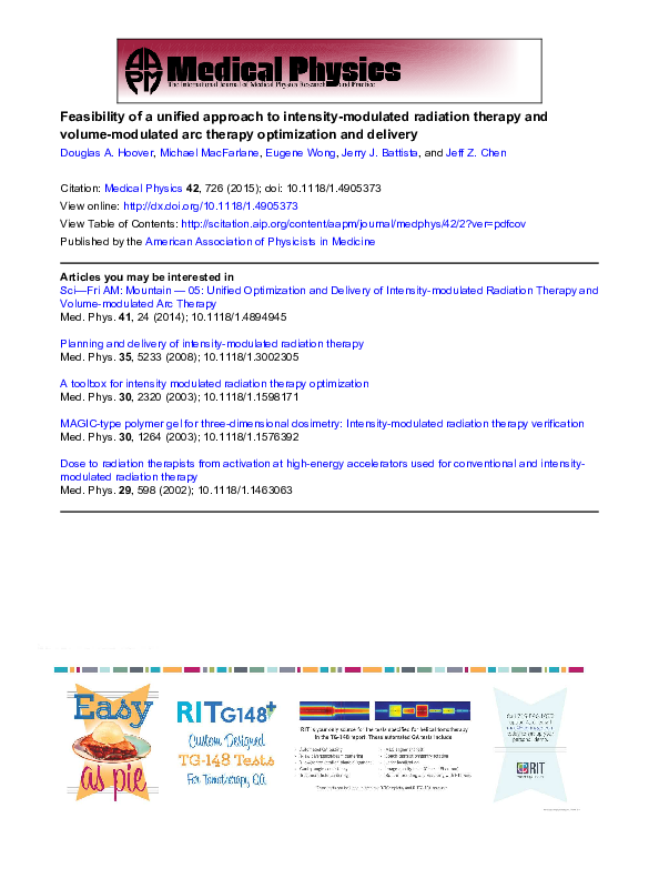 (PDF) Feasibility of a unified approach to intensity-modulated ...