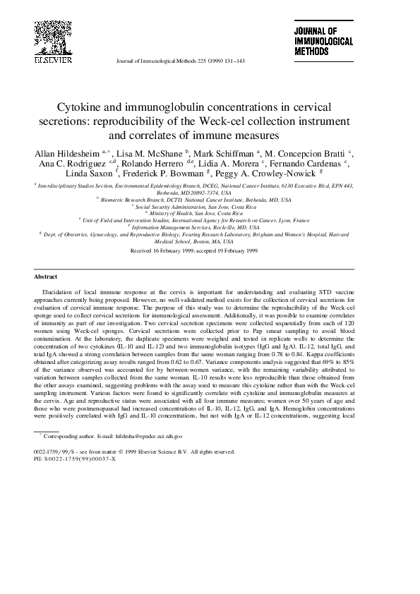 Cytokine and immunoglobulin concentrations in cervical secretions ...