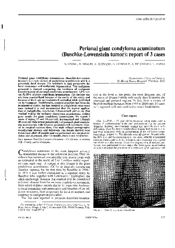(PDF) Perianal giant condyloma acuminatum (Buschke-Lowenstein tumor ...