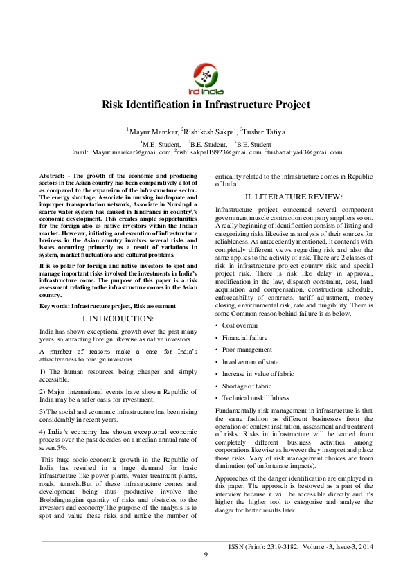 (PDF) Risk Identification in Infrastructure Project