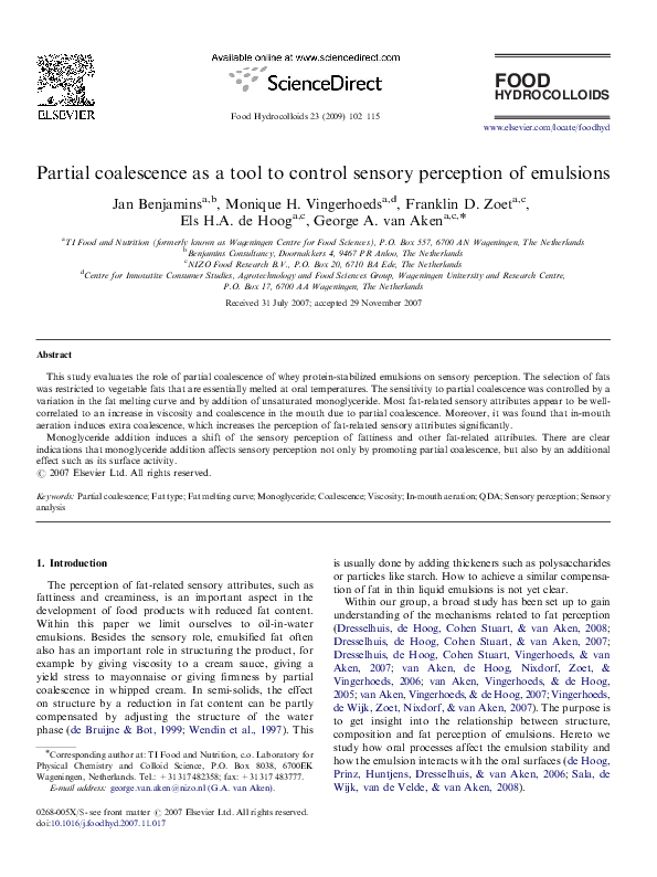 (PDF) Partial coalescence as a tool to control sensory perception of ...