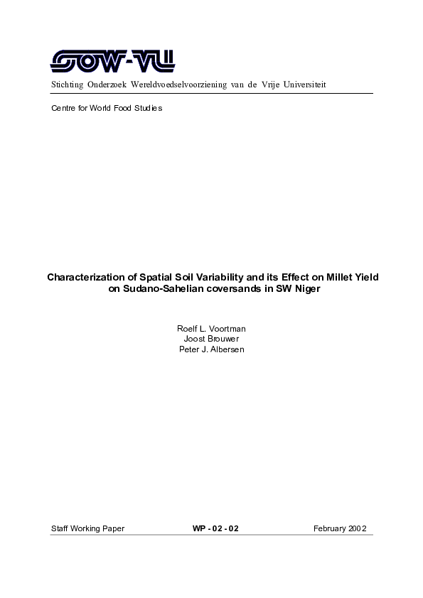 (PDF) Characterization of spatial soil variability and its effect on Millet yield on Sudano ...
