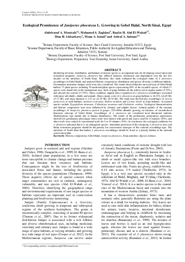 (PDF) Ecological Prominence of Juniperus phoenicea L. Growing in Gebel ...