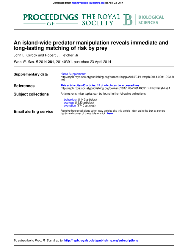 (PDF) An island-wide predator manipulation reveals immediate and long ...