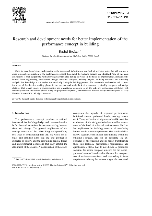 (PDF) Research and development needs for better implementation of the ...