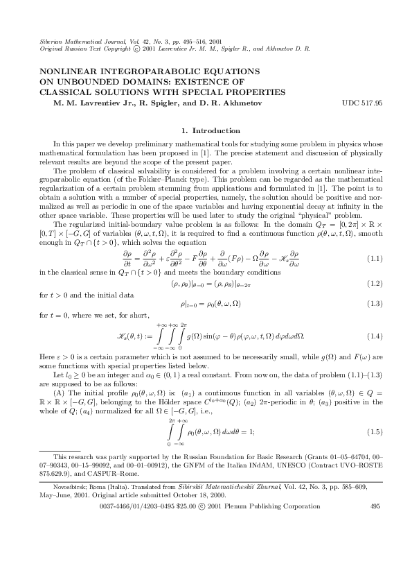 (PDF) Nonlinear Integroparabolic Equations on Unbounded Domains ...