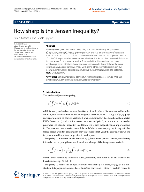 (PDF) How sharp is the Jensen inequality?