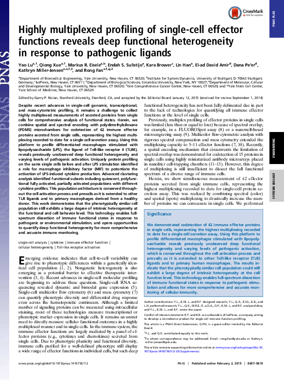 Pdf Highly Multiplexed Profiling Of Single Cell Effector Functions