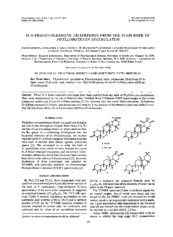 (PDF) D:A-friedo-oleanane triterpenes from the stem bark of ...