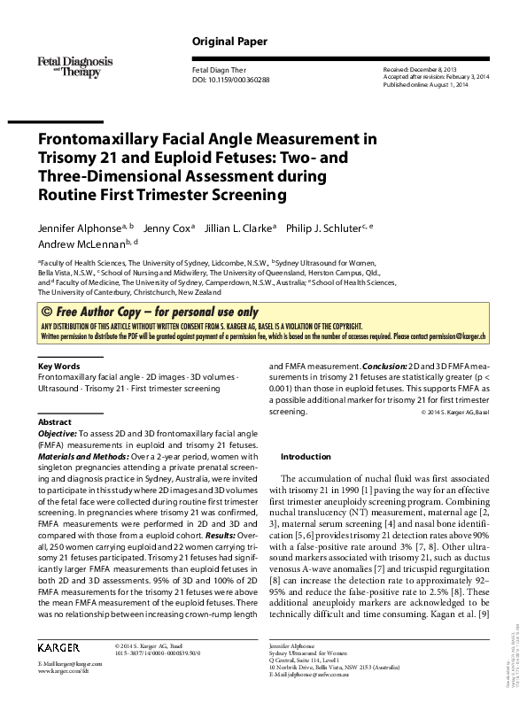 (PDF) Frontomaxillary Facial Angle Measurement in Trisomy 21 and ...
