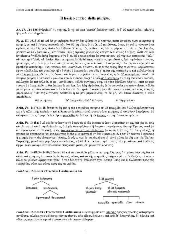 (PDF) Il lessico critico della mimesi (Pisa 2016)