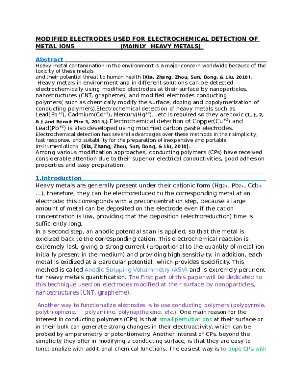 (DOC) MODIFIED ELECTRODES USED FOR ELECTROCHEMICAL DETECTION OF METAL ...