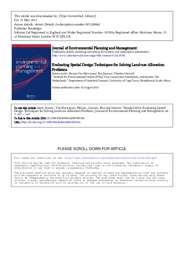 (PDF) Using simulated annealing and genetic algorithms for solving a multi site land use ...