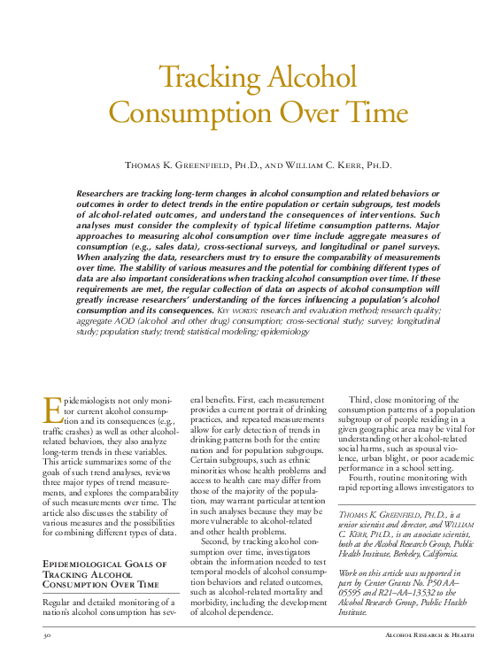 (PDF) Tracking alcohol consumption over time
