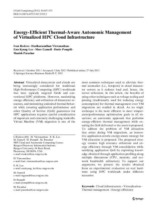 (PDF) Energy-Efficient Thermal-Aware Autonomic Management of Virtualized HPC Cloud Infrastructure
