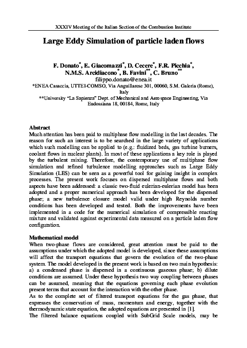 (PDF) Large-eddy simulation of particle-laden flows