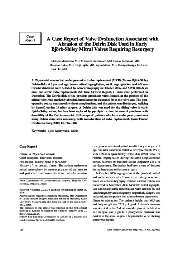 (PDF) A case report of valve dysfunction associated with abrasion of ...