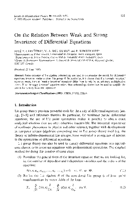 (PDF) On the relation between weak and strong invariance of differential equations