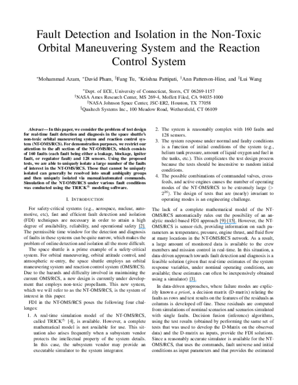 (PDF) Fault Detection and Isolation In the Non-Toxic Orbital Maneuvering System and the Reaction ...