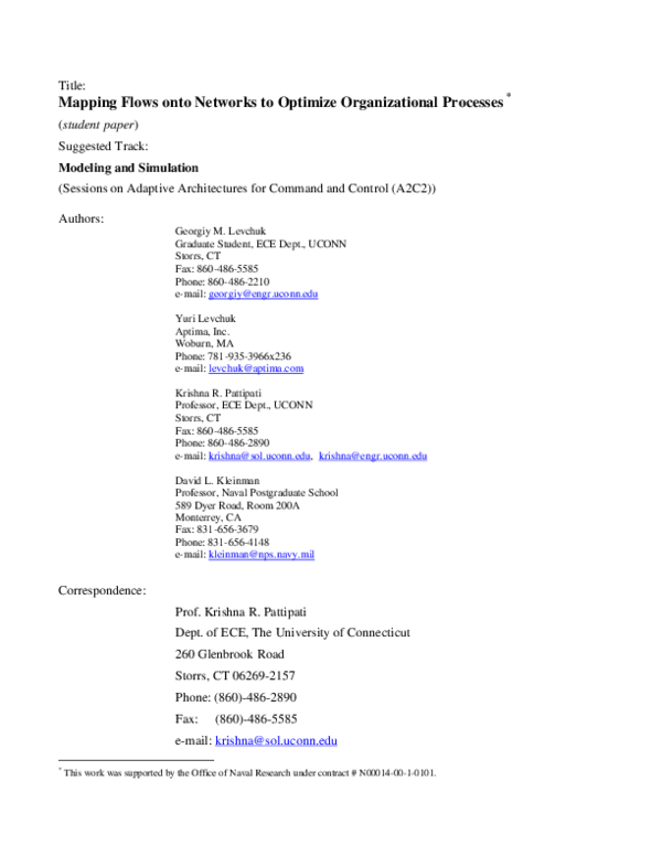 (PDF) Mapping flows onto networks to optimize organizational processes
