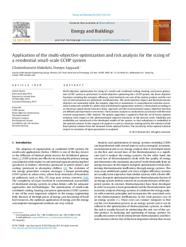 Pdf Application Of The Multi Objective Optimization And Risk Analysis