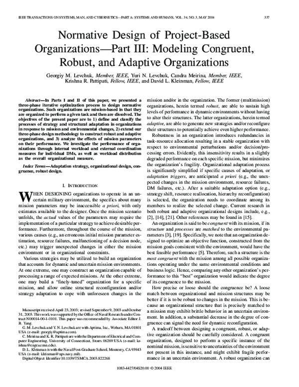 (PDF) Normative Design of Project-Based Organizations—Part III ...