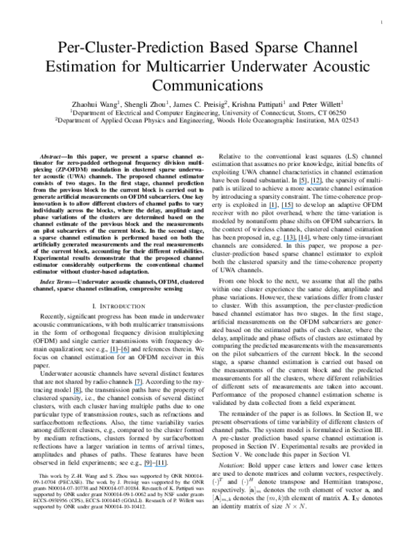 (PDF) Per-cluster-prediction based sparse channel estimation for multicarrier underwater ...