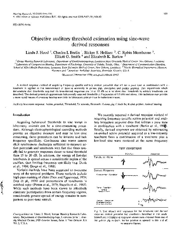 (PDF) Objective auditory threshold estimation using sine-wave derived ...