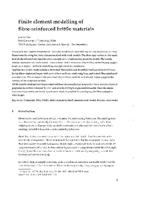Pdf Finite Element Modelling Of Fibre Reinforced Brittle Materials