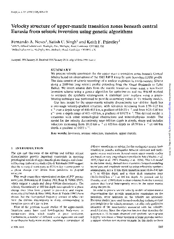(PDF) Velocity structure of upper-mantle transition zones beneath central eurasia from seismic ...