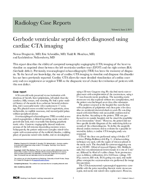(PDF) Gerbode ventricular septal defect can be diagnosed using cardiac ...