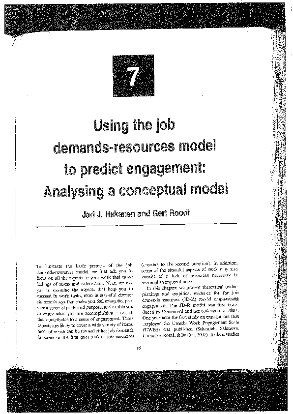 (PDF) Using the Job Demands-Resources model to predict engagement ...