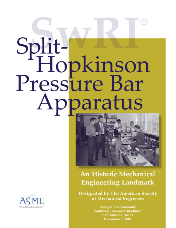 (PDF) An Historic Mechanical Engineering Landmark SwRI ® Split ...