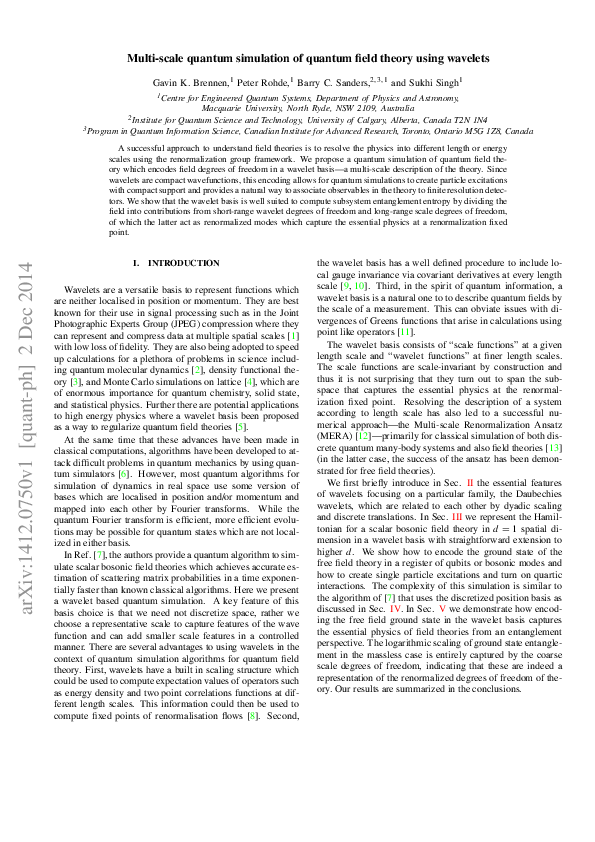 Pdf Multiscale Quantum Simulation Of Quantum Field Theory Using Wavelets