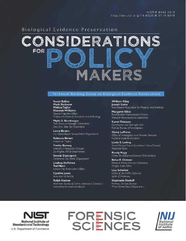 (PDF) Biological Evidence Preservation: Considerations for Policy Makers