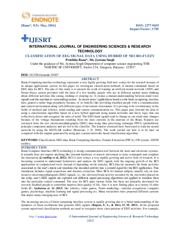 Pdf Classification Of Eeg Signal Data Using Hybrid Of Neuro Fuzzy