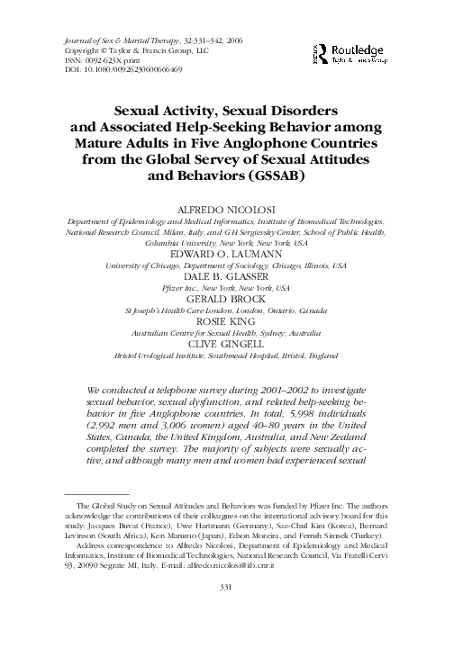 (PDF) Sexual Activity, Sexual Disorders and Associated Help-Seeking Behavior among Mature Adults ...