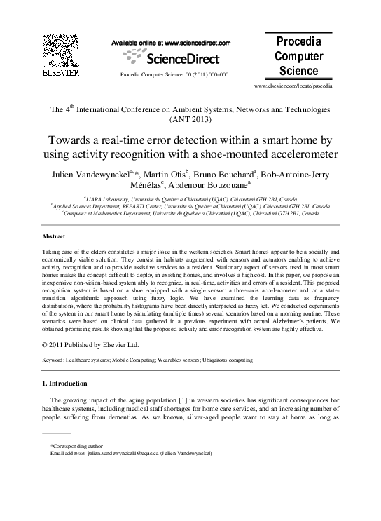 (PDF) Towards a real-time error detection within a smart home by using activity recognition with ...