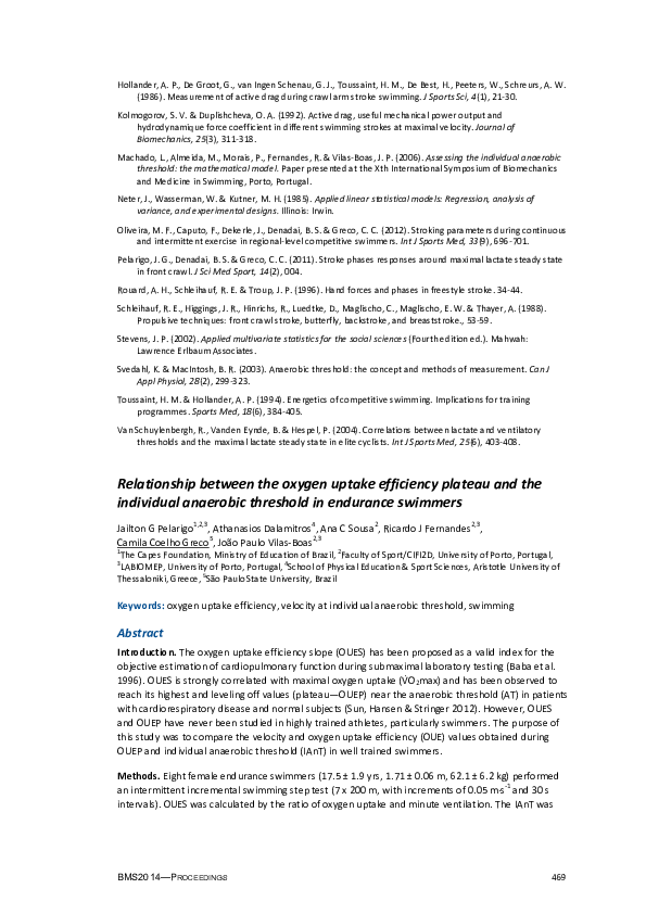 (PDF) Relationship between the oxygen uptake efficiency plateau and the ...