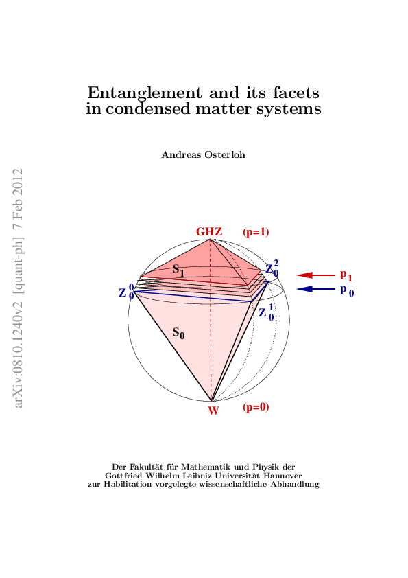 (PDF) Entanglement and its facets in condensed matter systems